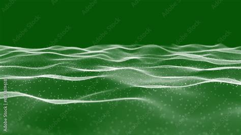Abstract Digital Dynamic Particle Waves With Light Motion Lights Background Data Flow Cyber