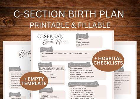 C Section Birth Plan Template Cesarean Birth Plan Printable Birth