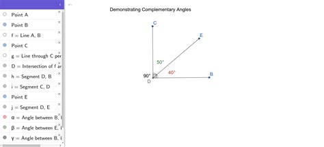Demonstrating Complementary Angles Geogebra