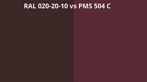 Ral 020 20 10 Vs Pms 504 C Ral Colour Chart Uk