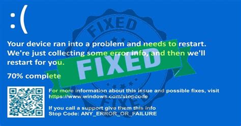 fix your pc ran into a problem and needs to restart stuck at 100 step