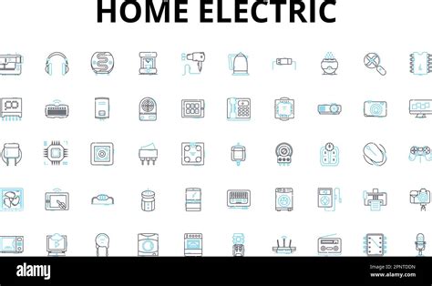 Home Electric Linear Icons Set Voltage Amperage Wattage Circuit Outlet Switch Fuse Vector