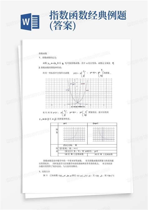 指数函数经典例题 答案 Word模板下载 编号lxvbbbka 熊猫办公