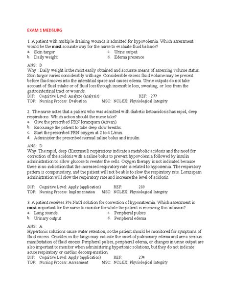 Exam Medsurg Exam Study Guide Exam Medsurg A Patient With Multiple Draining Wounds Is