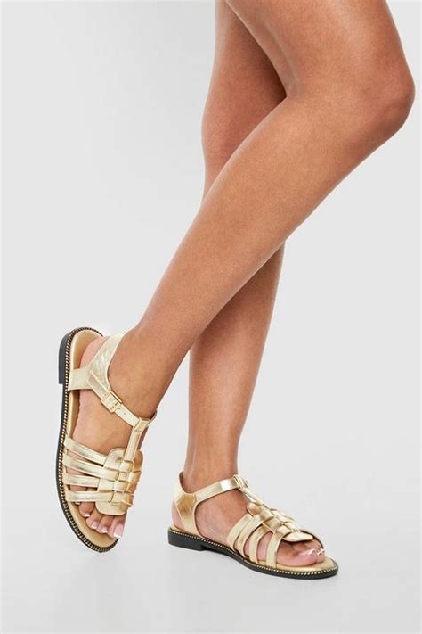 Gladiator Detail Flat Sandals Boohoo Uk