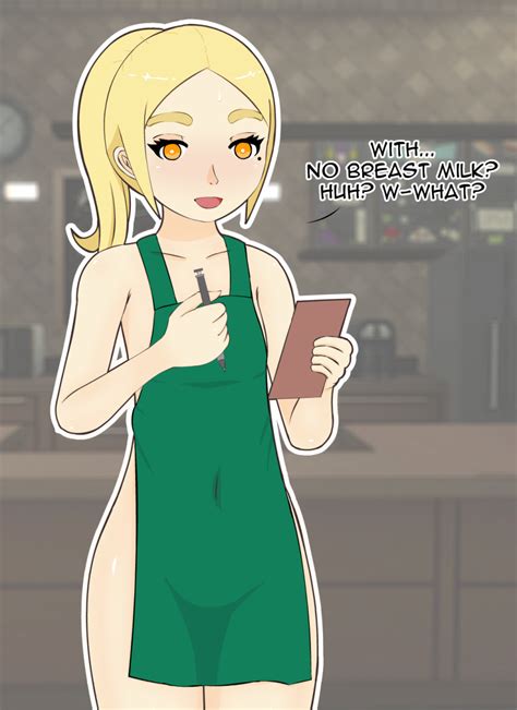 Rong Rong Mari Gold Original Starbucks Highres 1girl Apron