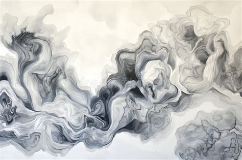 Abstract Fluid Art With Monochrome Swirls And Organic Patterns In Black And White Stock