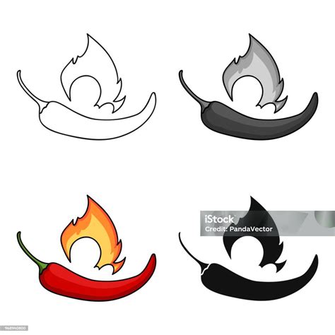 흰색 배경에 고립 된 만화 스타일에서 칠리 페 퍼 아이콘 허브 향신료 기호 주식 벡터 웹 일러스트 레이 션입니다 디자인에 대한 스톡 벡터 아트 및 기타 이미지 Istock