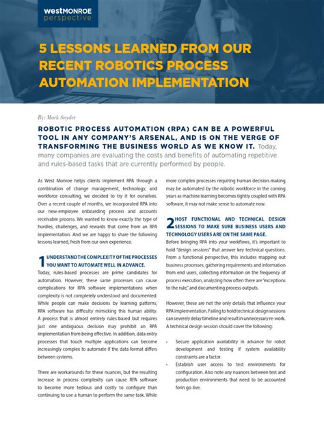rpa lessons learned pdf automation computing