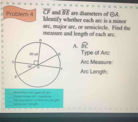 Solved Problem 4 Overline Cf And Overline Be Are Diameters Of Odot A X Identify Whether Each