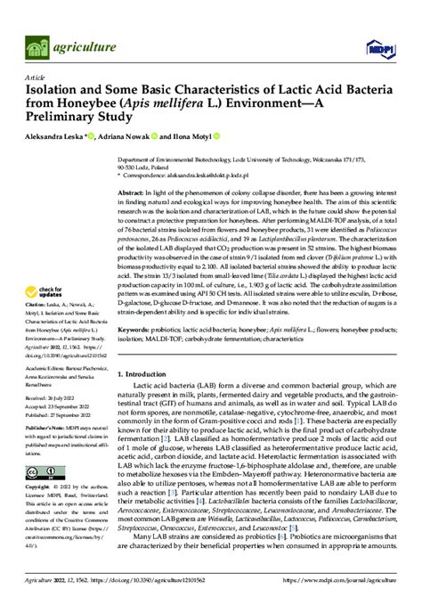 Pdf Isolation And Some Basic Characteristics Of Lactic Acid Bacteria