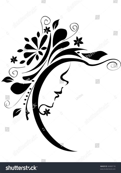 Beautiful Girl Flowers Hair Vector Illustration Stock Vector Royalty