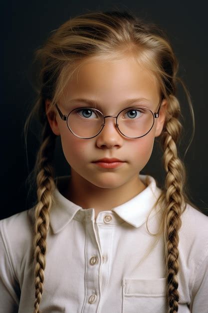 Arafed Girl With Glasses And Braids In A White Shirt Generative Ai