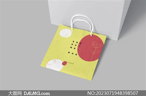 折叠效果的手提购物袋展示样机模板 大图网图片素材