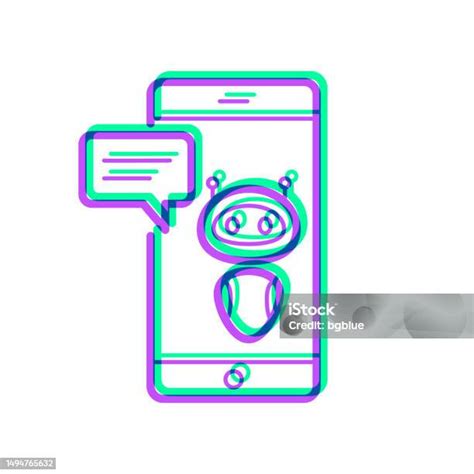 Smartphone Avec Chatbot Icône Avec Superposition De Deux Couleurs Sur