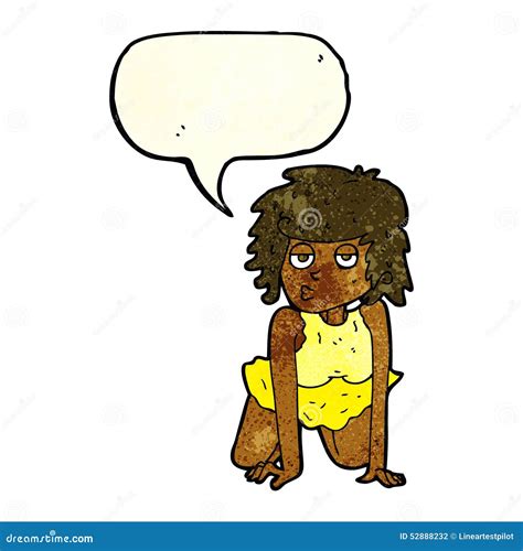 Cartoon Woman Doing Pin Up Pose With Speech Bubble Stock Illustration