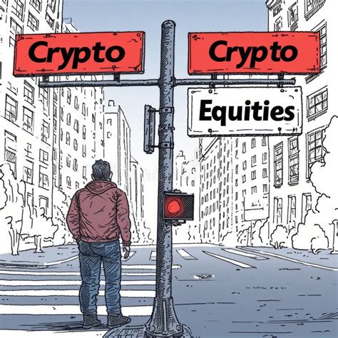 Ai Generated Illustration Of Street Signs For Crypto And Equity At A City Intersection Stock