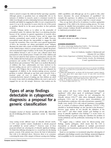 Pdf Types Of Array Findings Detectable In Cytogenetic Diagnosis A