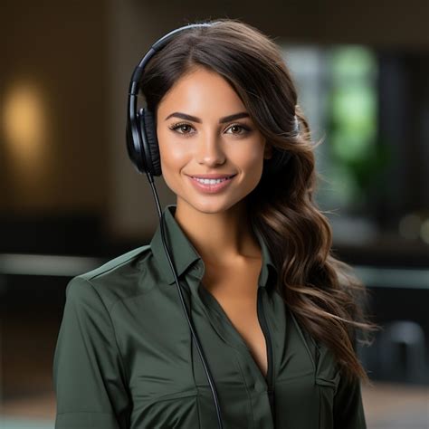 Premium Ai Image Female Call Center Operator Wearing Headset