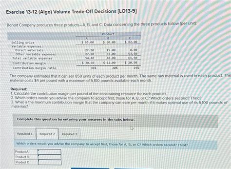 solved exercise 13 12 algo volume trade off decisions