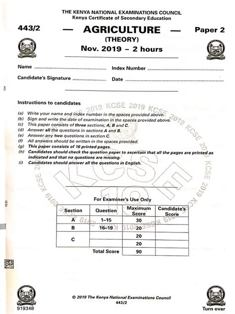 2019 Kcse Agriculture Paper 2 Pdf