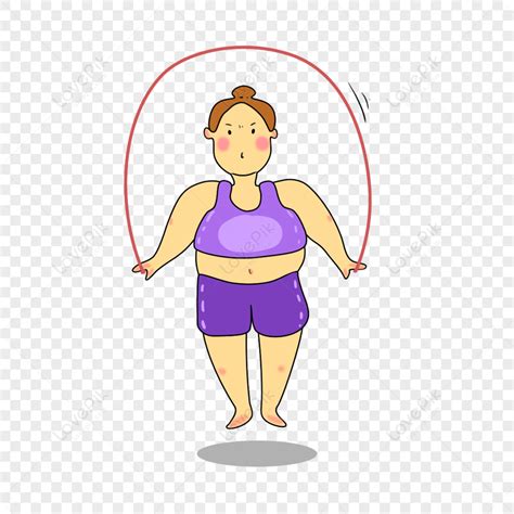 밧줄을 건너 뛰는 뚱뚱한 소녀 Png 일러스트 무료 다운로드 Lovepik