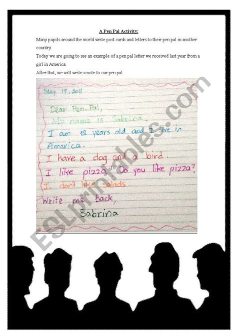 Pen Pal Activity Esl Worksheet By Rileyr