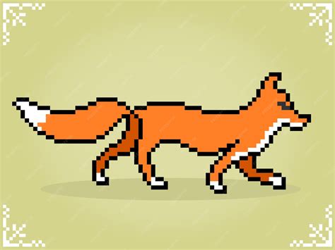 Fox Está Andando Em Pixel Art De 8 Bits Em Ilustração Vetorial Vetor