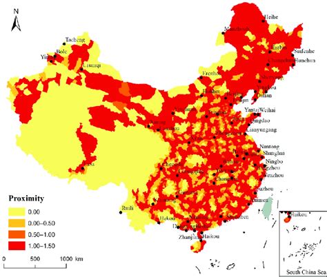 The Spatial Pattern Of Chinas Railway Network Proximity In 2015