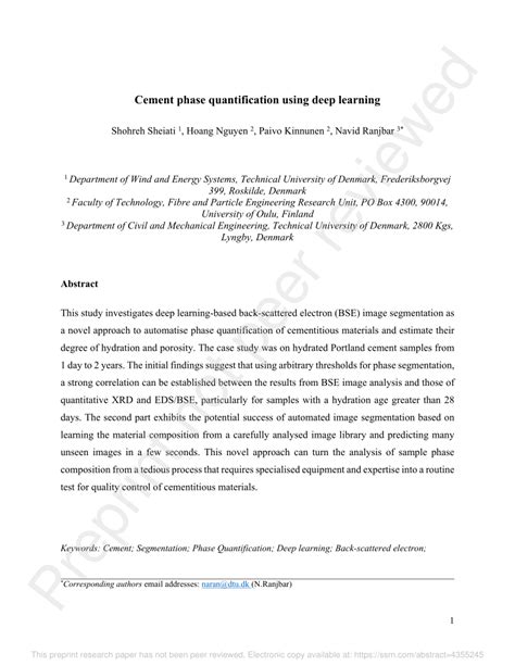 Pdf Cement Phase Quantification Using Deep Learning