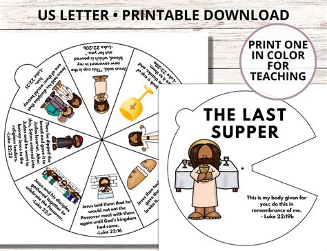 The Last Supper Bible Craft Easter Bible Story Lesson Wheel Holy Week
