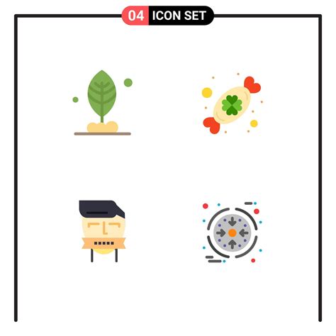 set of 4 vector flat icons on grid for leaf opponent candy festival terrorism editable vector