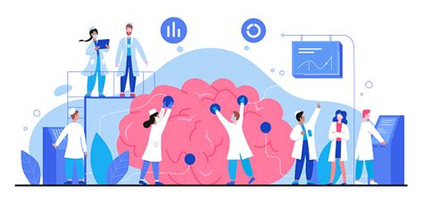 神經病學載體圖 卡通小醫生研究人腦和神經系統在醫學解剖學科學研究中孤立於白色向量圖形及更多研究圖片 研究 老化過程 精神健康狀況