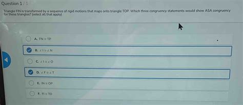 Solved Question 1 1 Triangle Fin Is Transformed By A Sequence Of