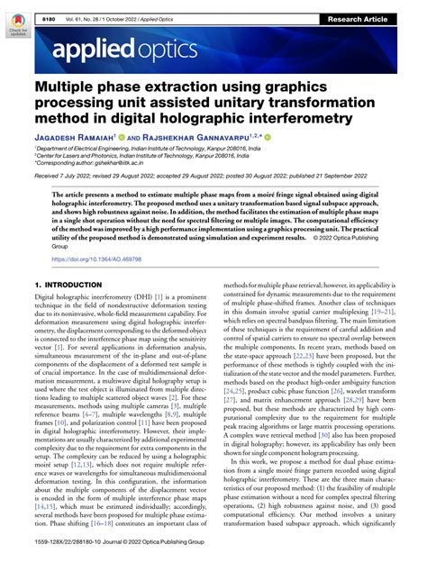 Multiple Phase Extraction Using Graphics Processing Unit Assisted