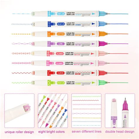 Curve Highlighter Pen 8 Curve Pens Dual Tip Pens Curve Highlighter Pen