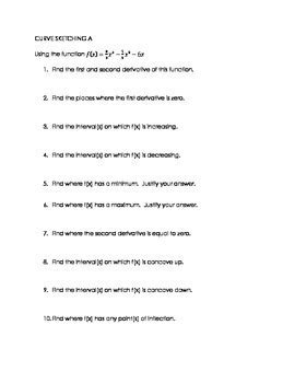 Calculus Curve Sketching Quiz First Derivative Test TPT