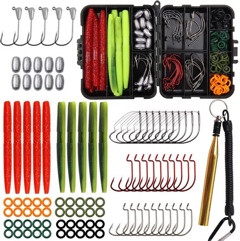 Buy Jshanmei Wacky Rig Fishing Worm Kit Wacky Soft Bait Weedless Hook