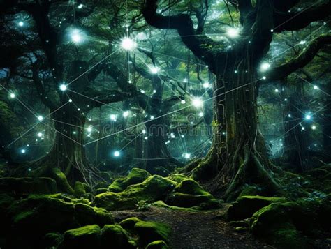 ai generated illustration of a vibrant forest landscape with a