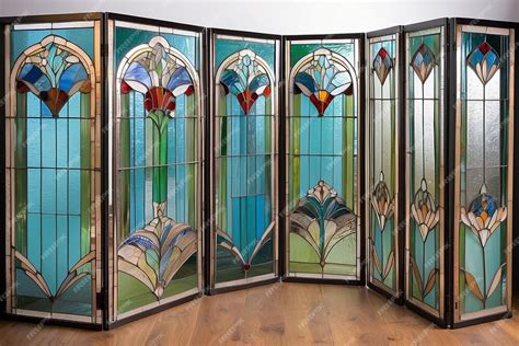 Premium Photo Art Deco Stained Glass Room Divider