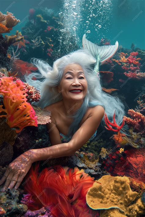 Free Photo Fantasy Portrait Of Elderly Mermaid Woman