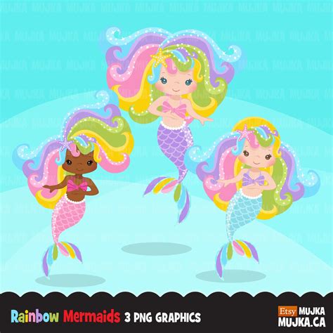 Rainbow Mermaid Clipart Girl Graphic Mujka Cliparts