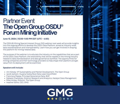 Learn About Osdu Data Platform By The Open Group Global Mining Guidelines Group Gmg Posted