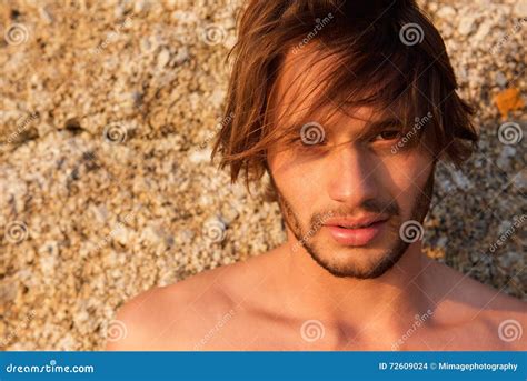Young Shirtless Afro American Sportsman Doing Squats On The Pier Stock