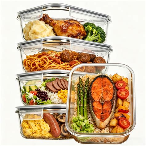 Sindcom 5 Pack 35oz Glass Storage Containers With Lids Meal Prep