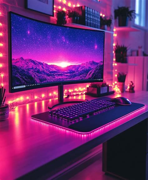 Sleek Office Desk Setup With A Dualmonitor Wallpaper Premium Ai