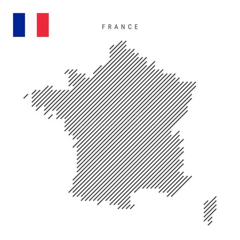 france map from pattern of black slanted parallel lines flat vector