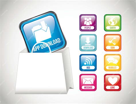 Premium Vector App Store Buttons With Shopping Bag Vector Illustration