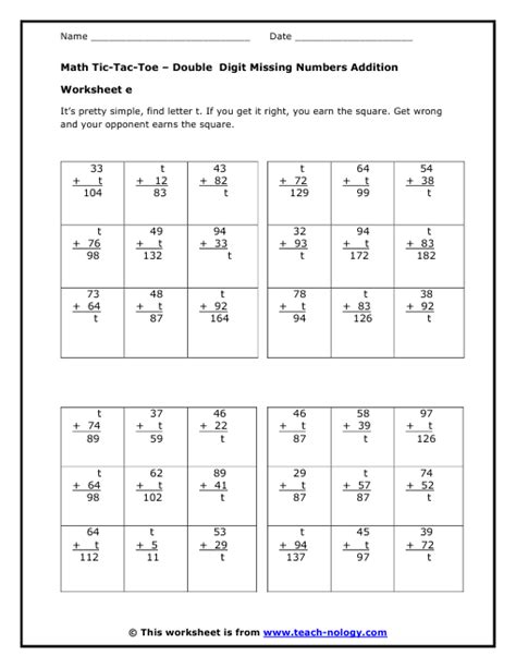 Missing Number Worksheets Addition And Subtraction Free Worksheets Samples