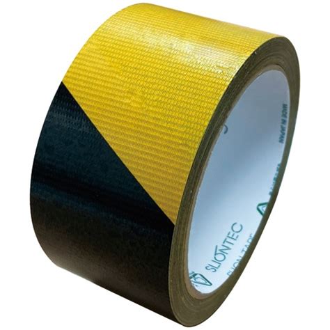 【たのめーる】スリオンテック 危険表示用養生テープ 幅50mm×25m 黒黄 No3490 00 1巻の通販